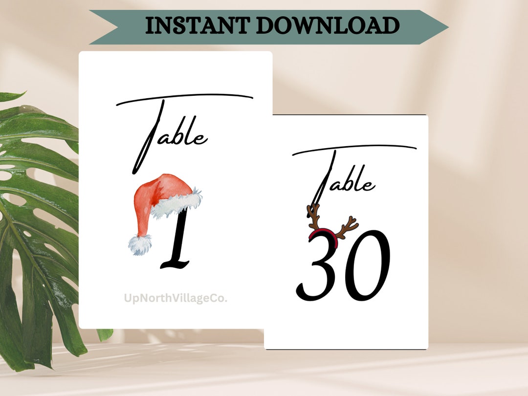 INSTANT DOWNLOAD - Party Table Numbers Printable Numbers 1-30 Included ...