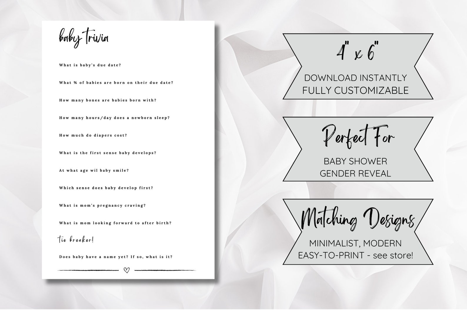 Baby Trivia Game Digital Download and Template - Etsy