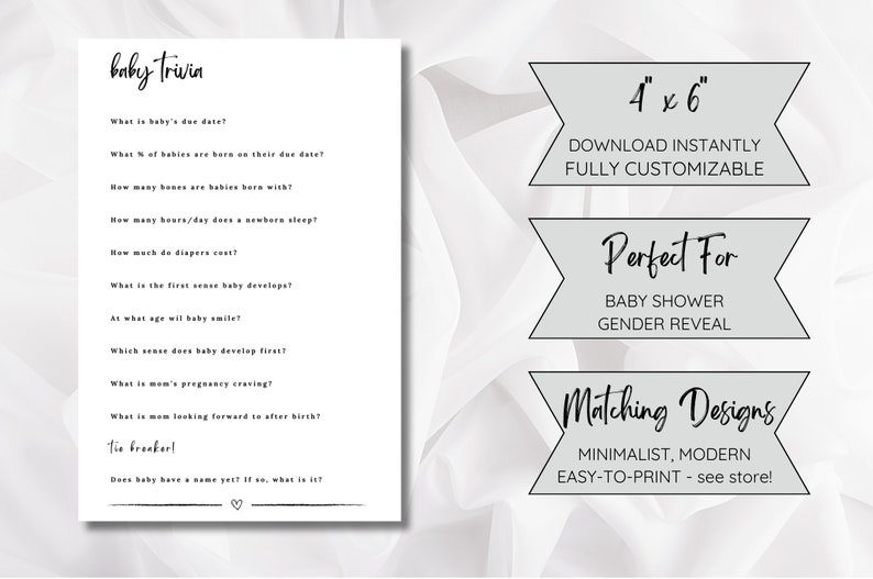 Baby Trivia Game Digital Download and Template - Etsy