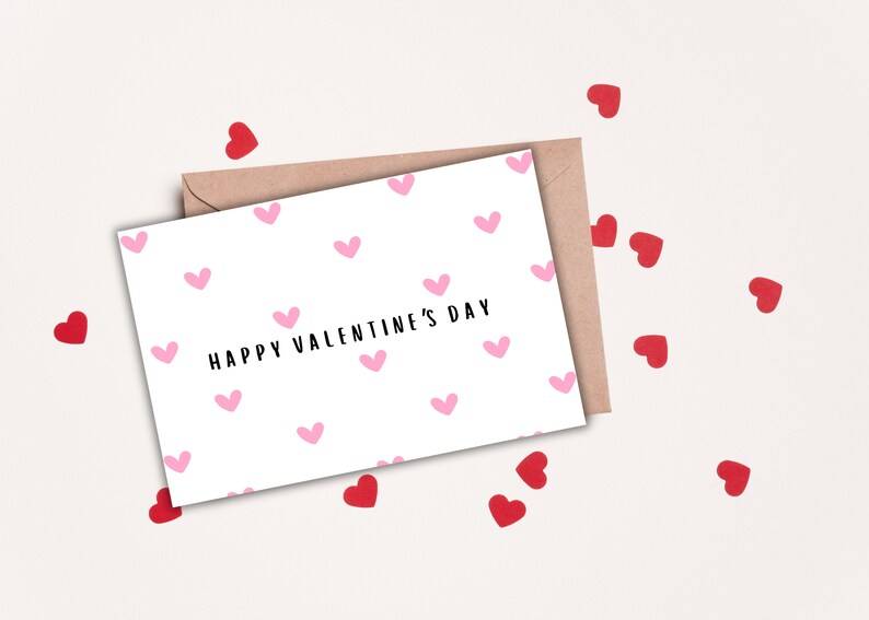 Happy Valentine's Day Heart Card Digital Download Template - Etsy