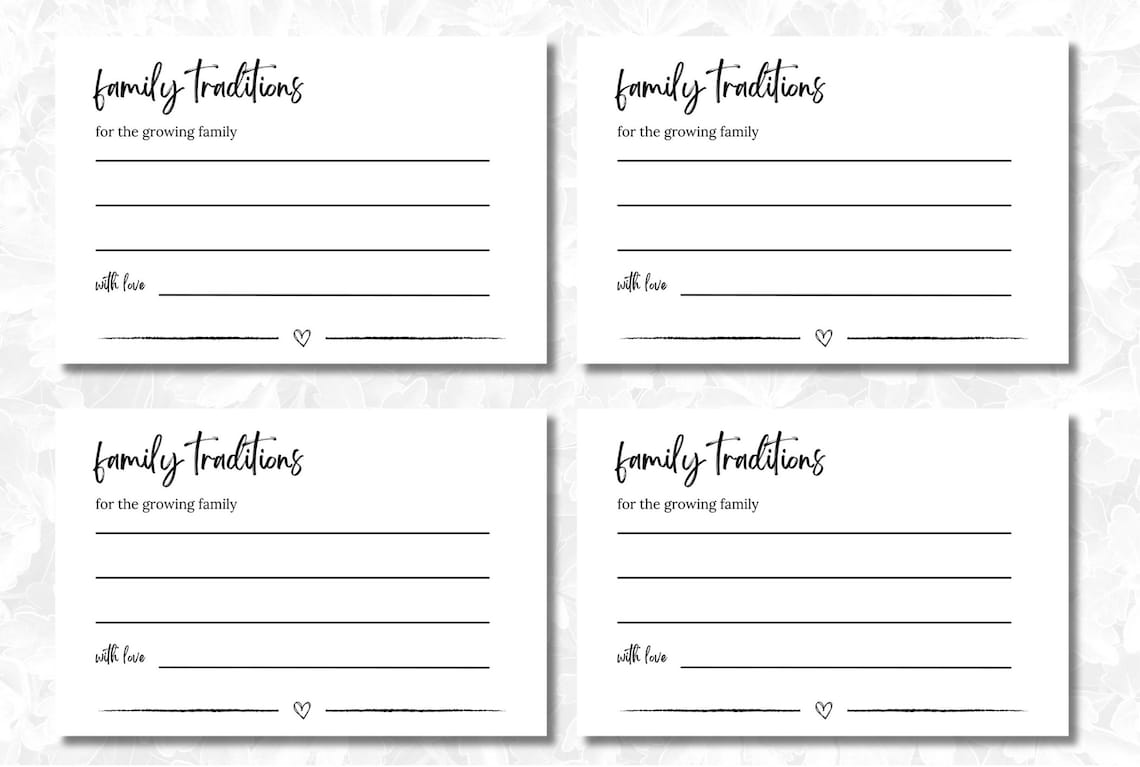 Family Tradition Cards Digital Download and Template - Etsy