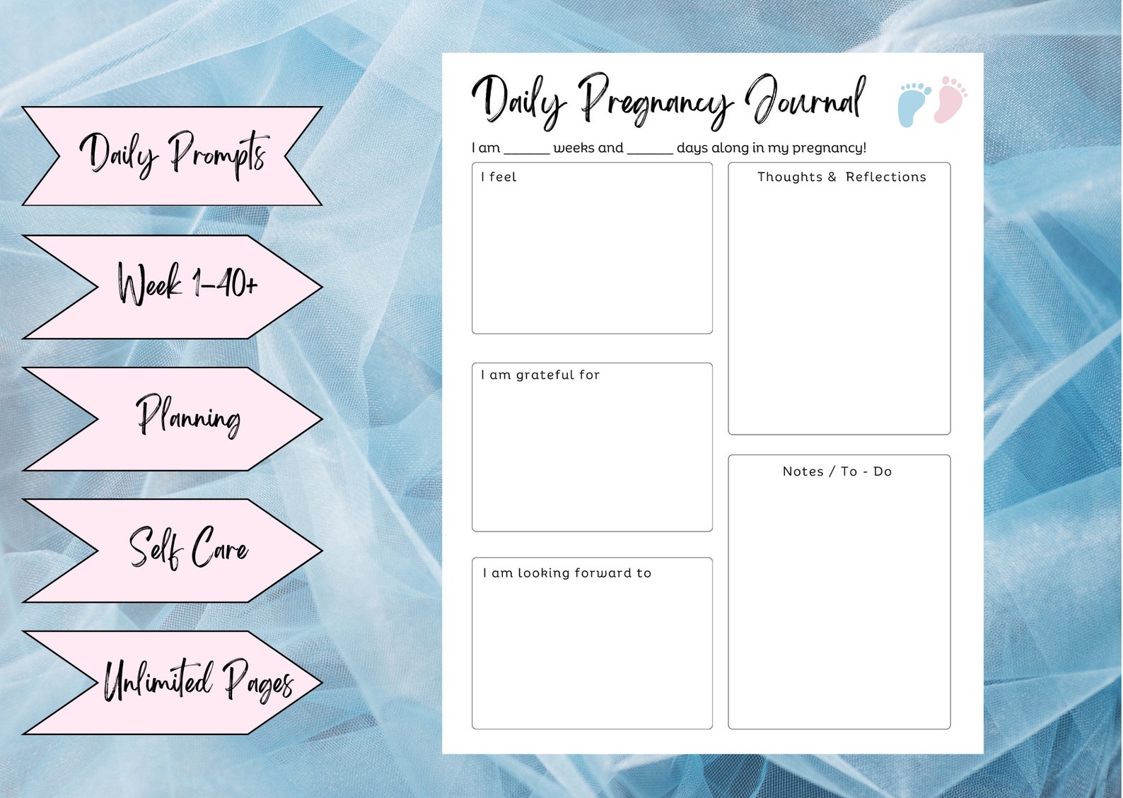 Daily Pregnancy Journal Digital Download and Template - Etsy