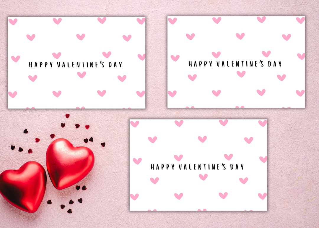 Happy Valentine's Day Heart Card Digital Download Template - Etsy