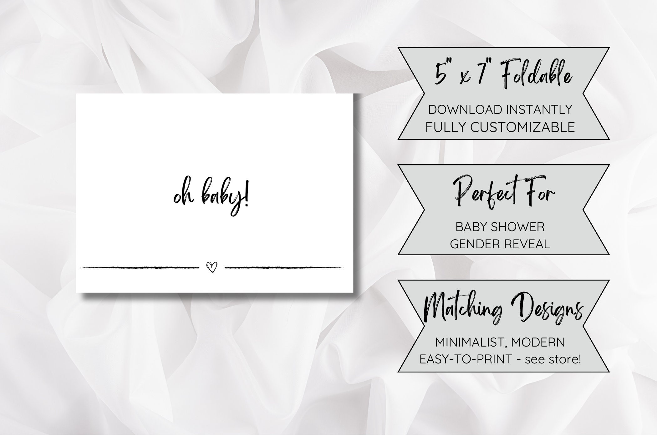 Oh Baby, Foldable Card Digital Download and Template - Etsy