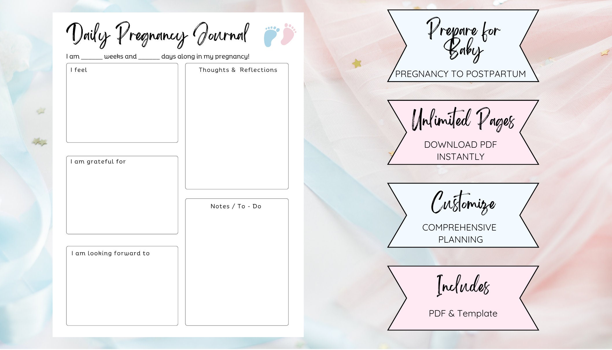 Daily Pregnancy Journal Digital Download and Template - Etsy