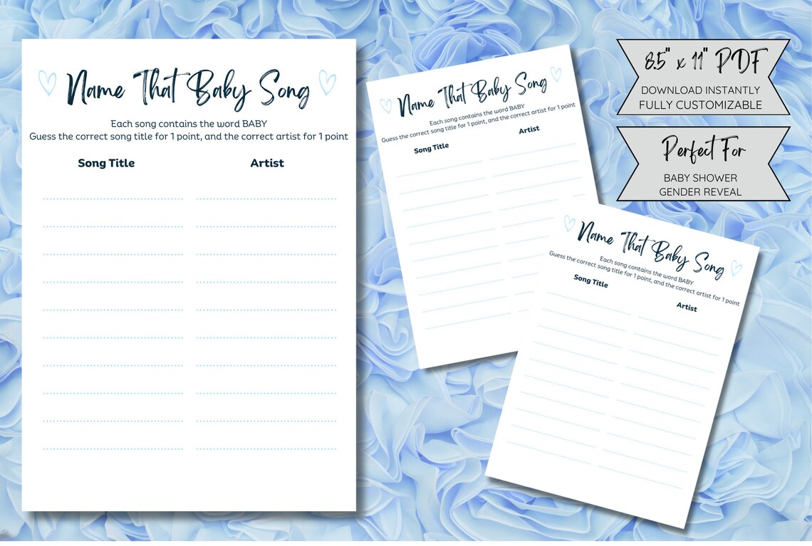 Name That Baby Song Game Blue Digital Download and Template - Etsy
