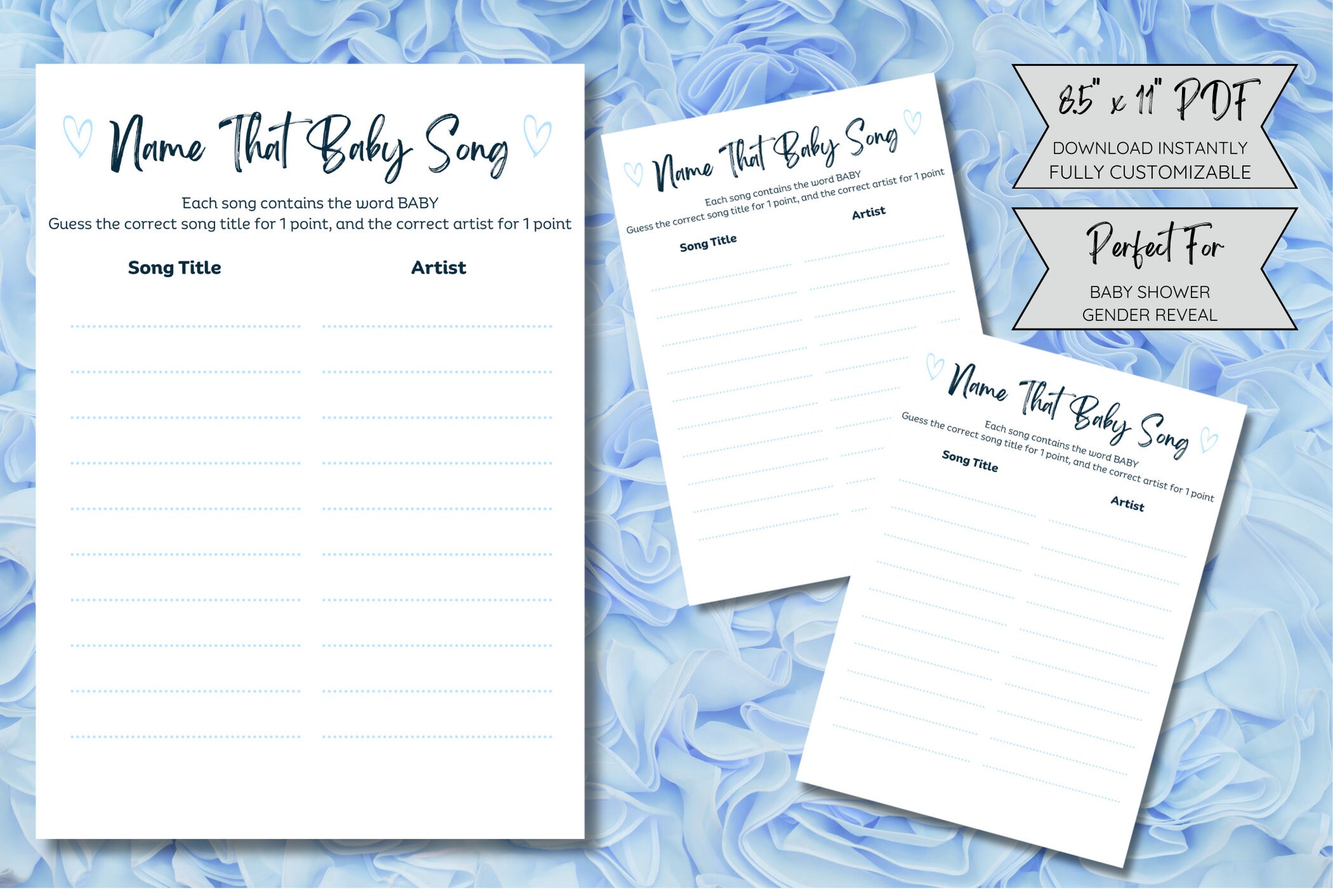 Name That Baby Song Game Blue Digital Download and Template - Etsy