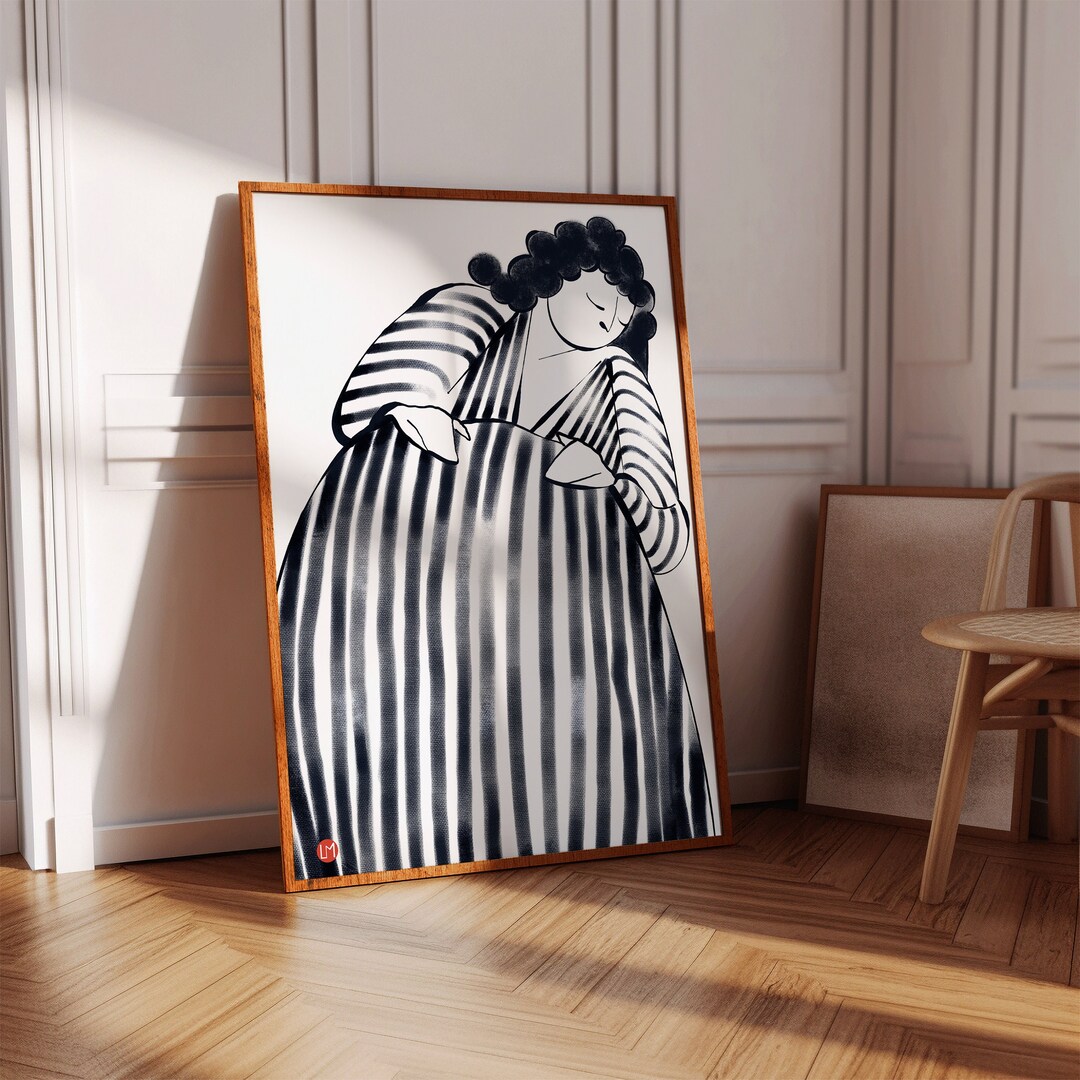 Modern Female Figure Art Print, Mid Century Abstract Decor, Living Room ...