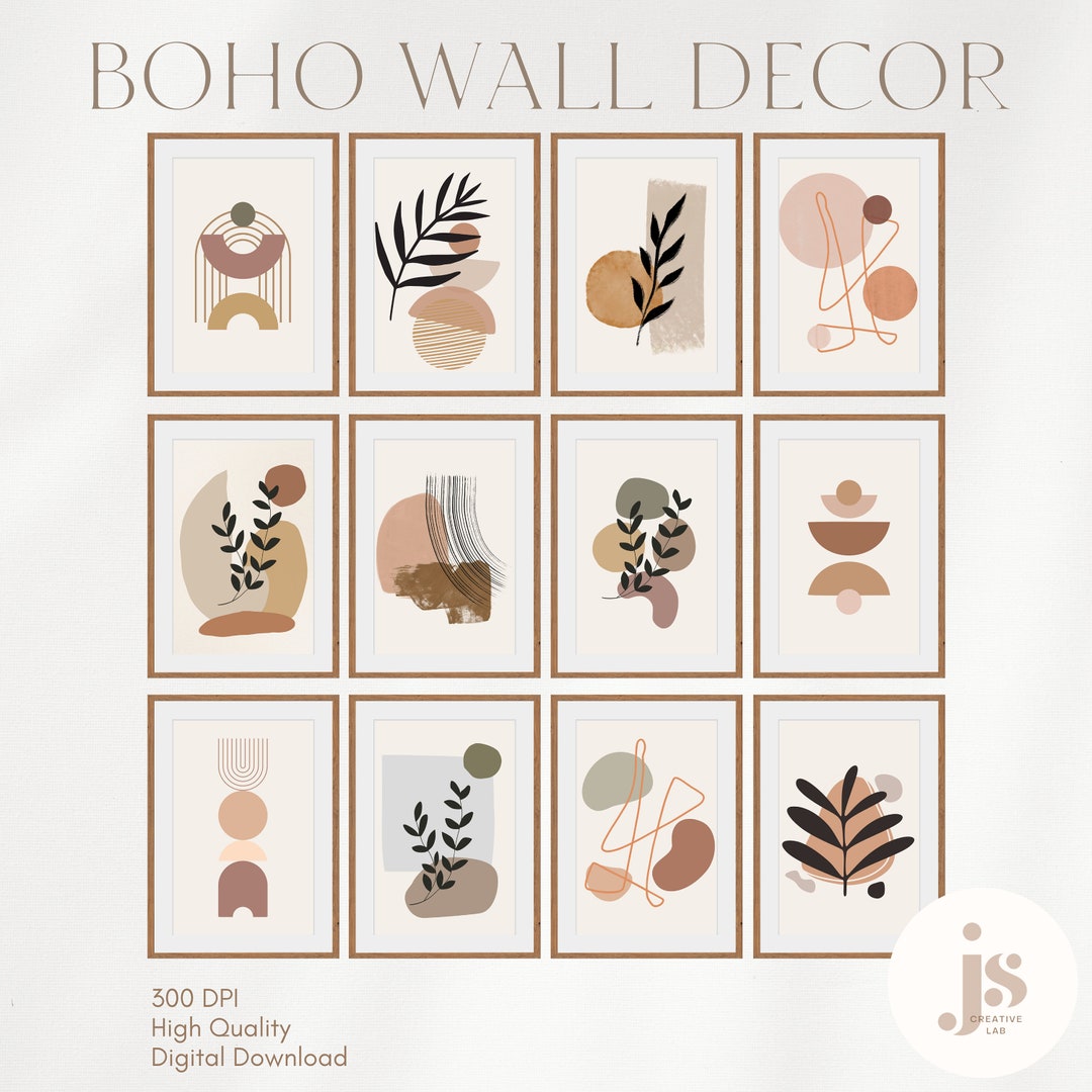 Set of 17 Neutral Boho Digital Art Prints, Minimalist Art, Modern ...