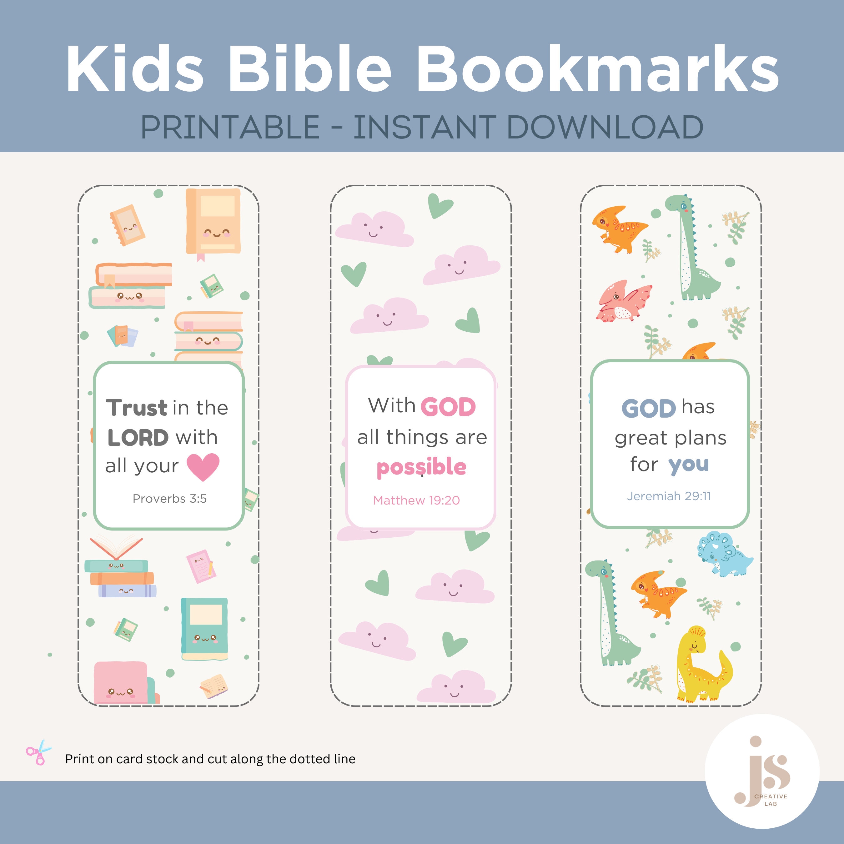 Printable Kids Bookmarks, Kids Bible Bookmarks, Bible Verses, Set of 3 ...