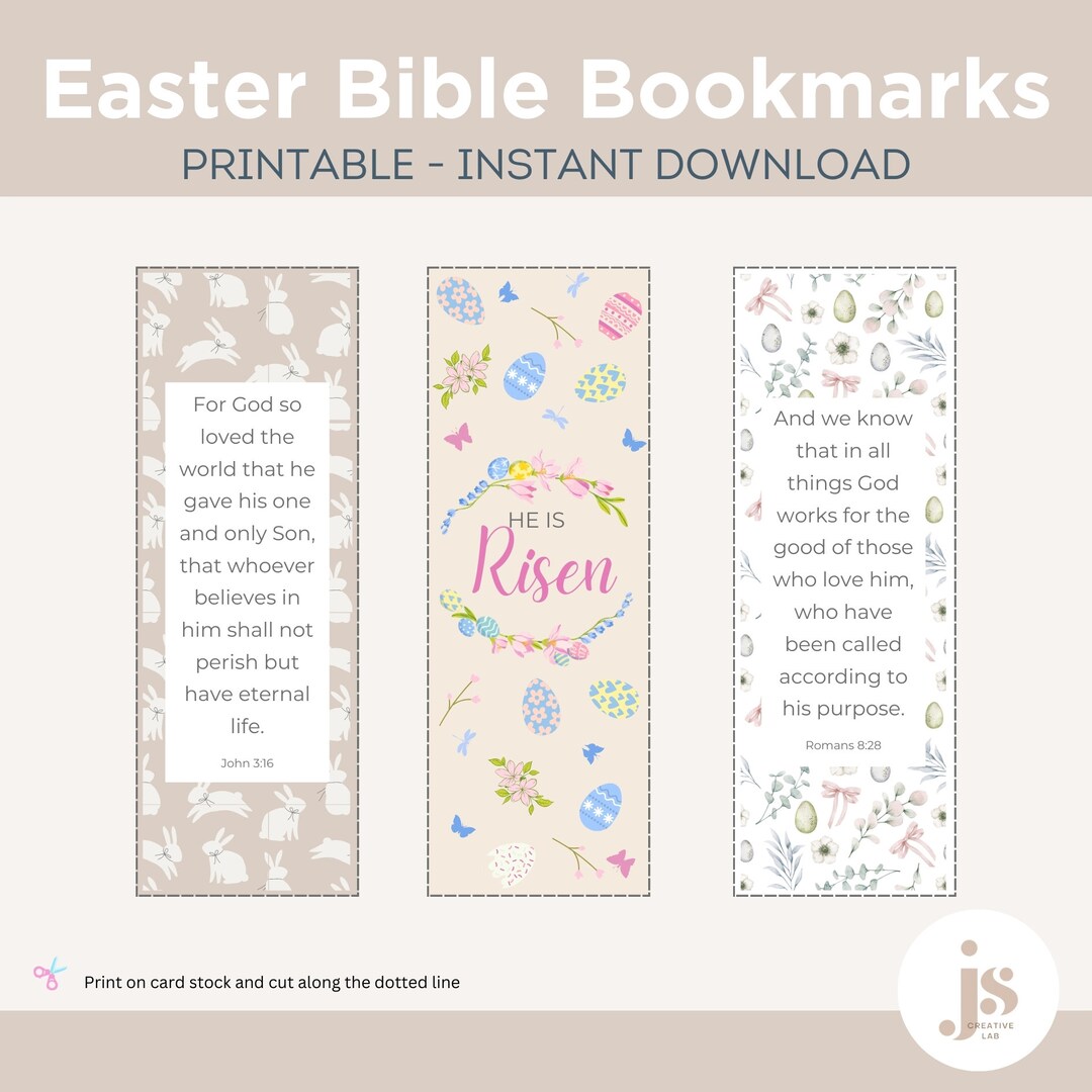 Printable Easter Bookmarks, Bible Quotes, Set of 3 Bookmarks, Instant ...
