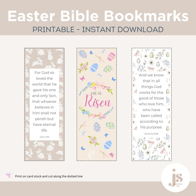 Printable Easter Bookmarks, Bible Quotes, Set of 3 Bookmarks, Instant ...