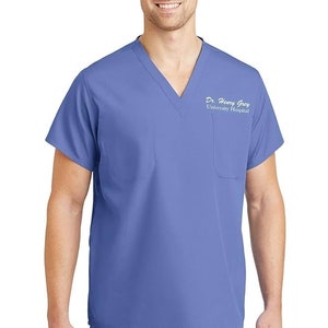 Custom Logo Embroidered Scrub Shirt Top Unisex Fit - Nurse and Doctor ...
