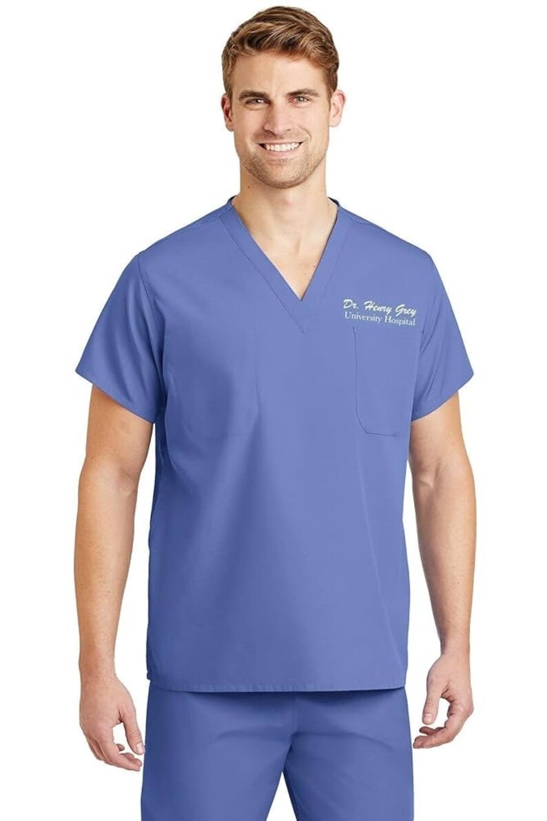 Custom Logo Embroidered Scrub Shirt Top Unisex Fit - Nurse and Doctor ...