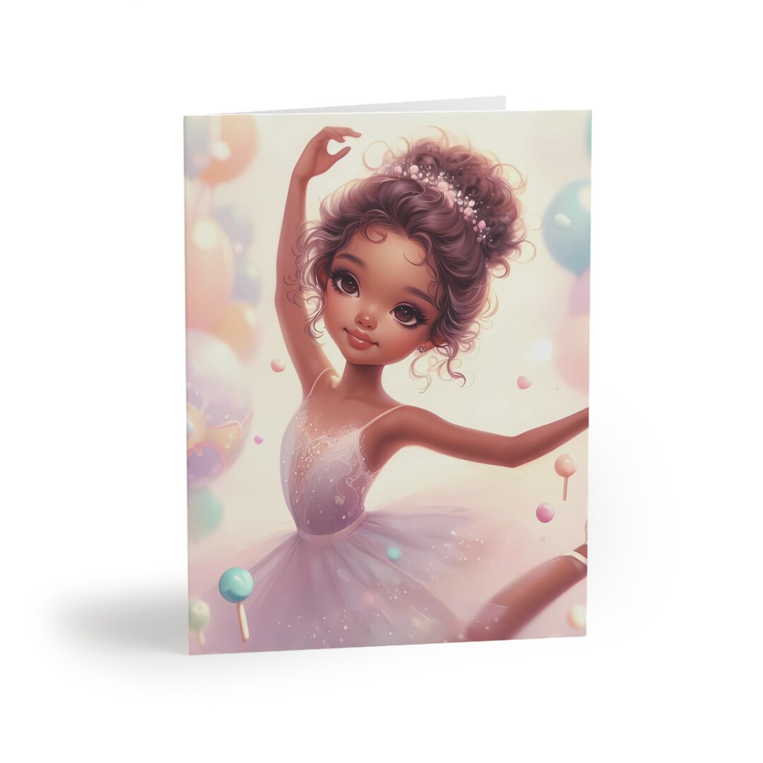 4.24x5.5 Print Art Ballerina Girl Greeting Cards 8 Pcs, Blank Thank You ...