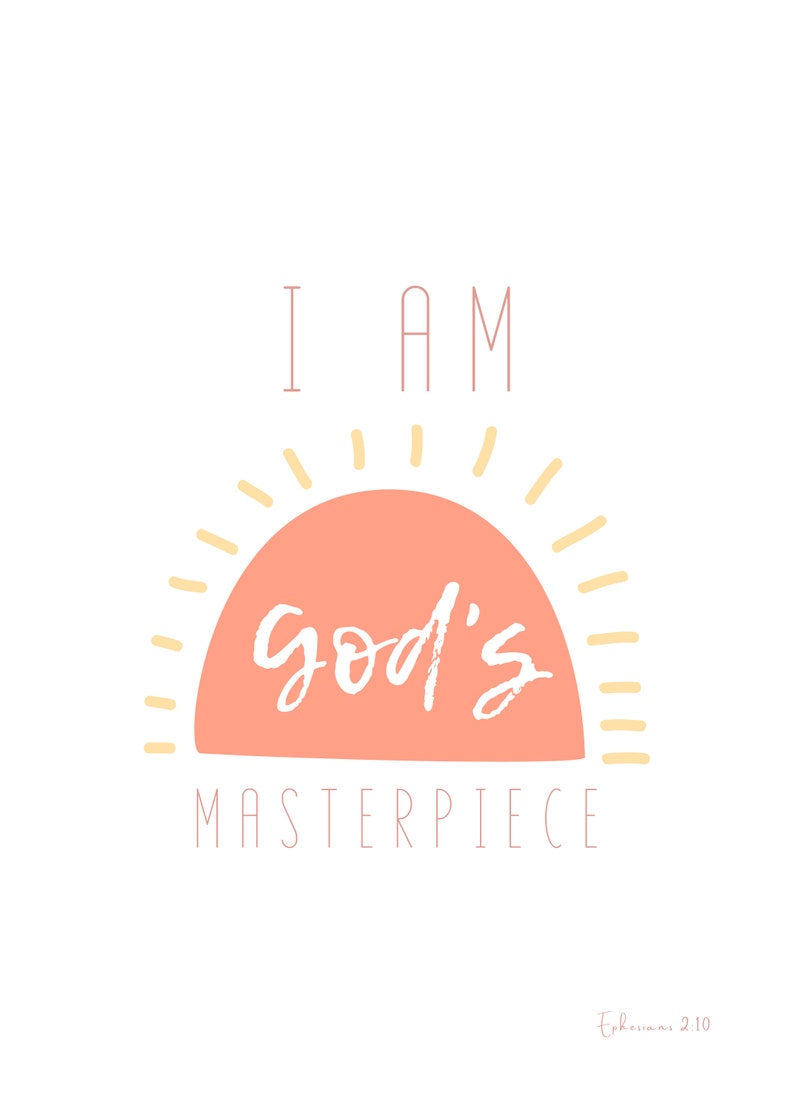 Digital Christian Wall Art I Am God’s Masterpiece, God is Always With ...