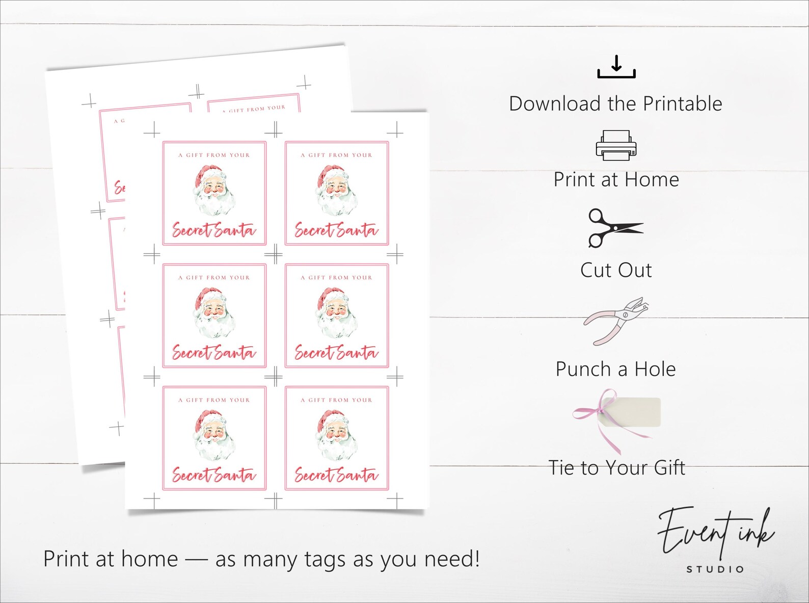 Secret Santa Gift Tag, Merry Christmas Tags, Printable Secret Santa ...