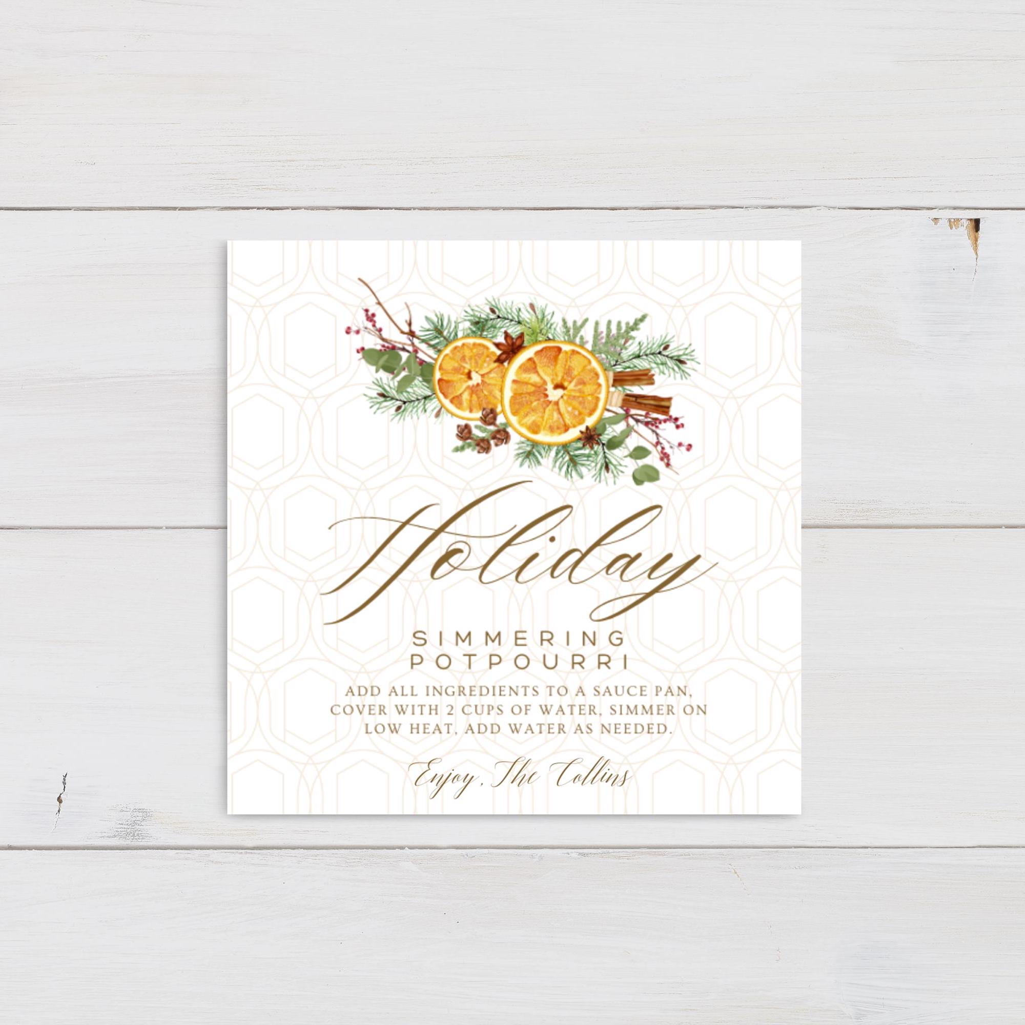 Holiday Simmering Potpourri Tag Simmer Potpourri Printable Tag Editable ...