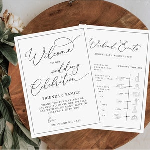 Wedding Welcome Card Template DIY Wedding Weekend Timeline Card Weekend ...