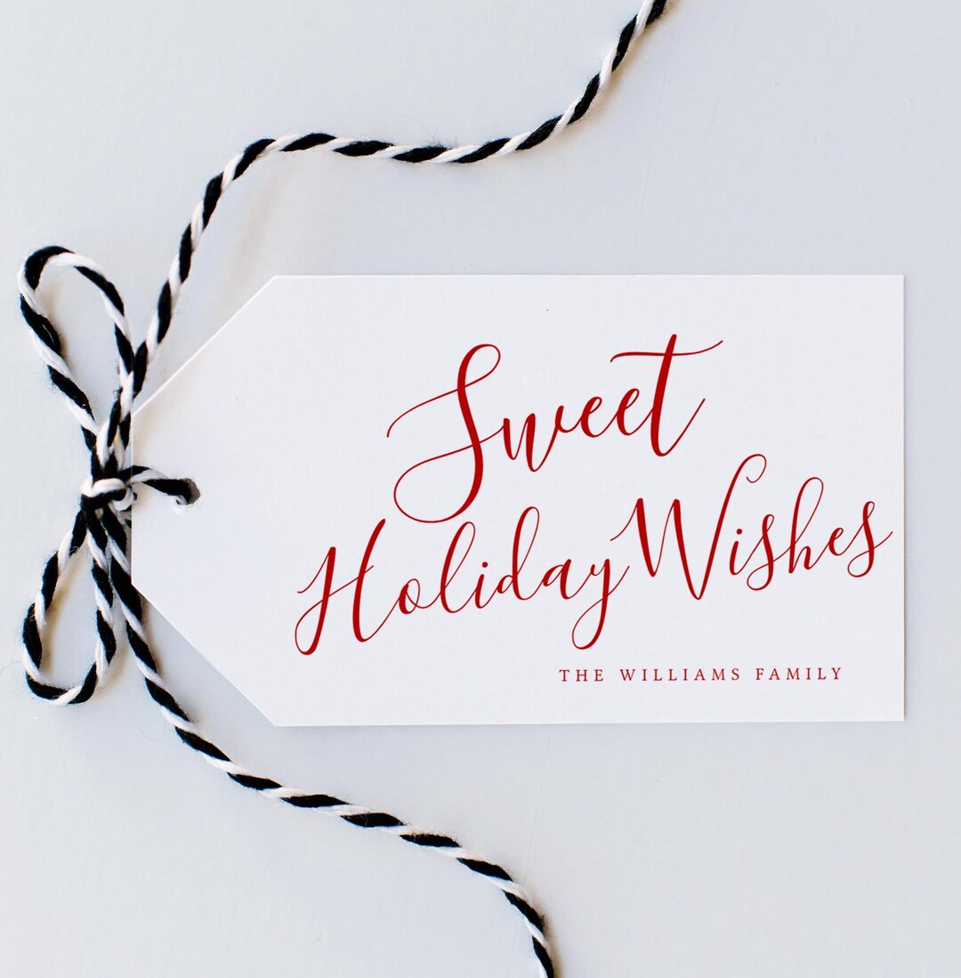 Sweet Holiday Wishes Gift Tag, DIY Holiday Tag, Printable Holiday ...