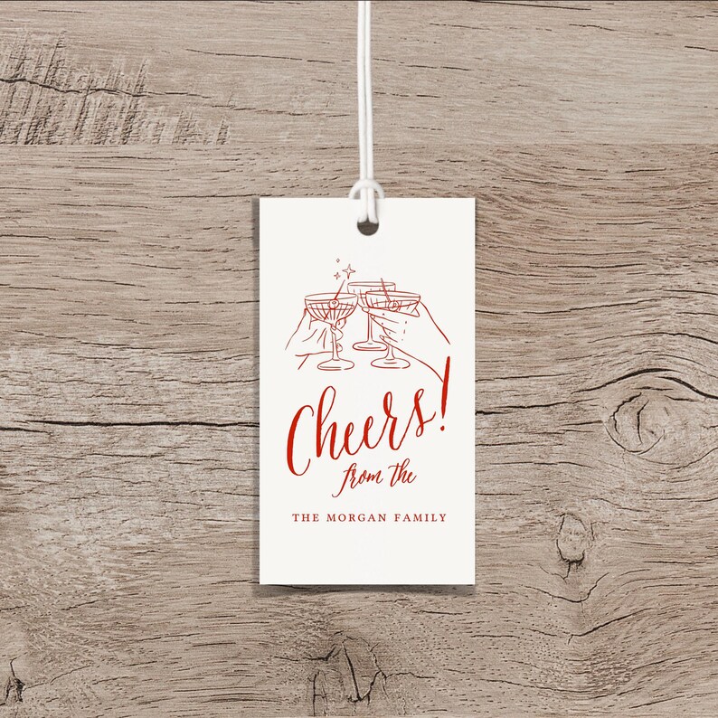 Cheers Gift Tag DIY Holiday Tag Printable Cheers Tag Holiday Gift Tag ...