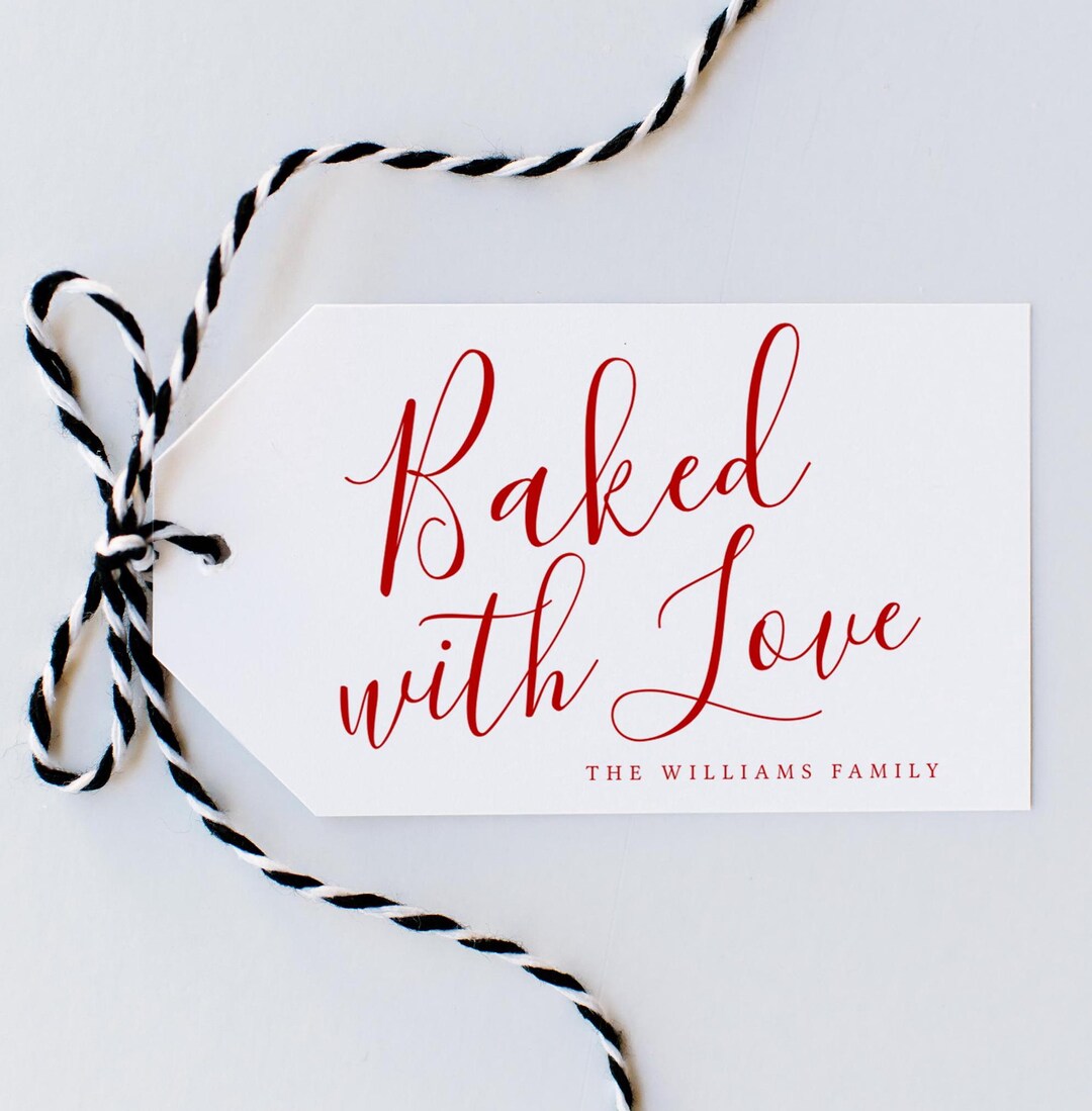 Baked With Love Gift Tag, Homemade Baked Goods Tag, DIY Holiday Tag ...