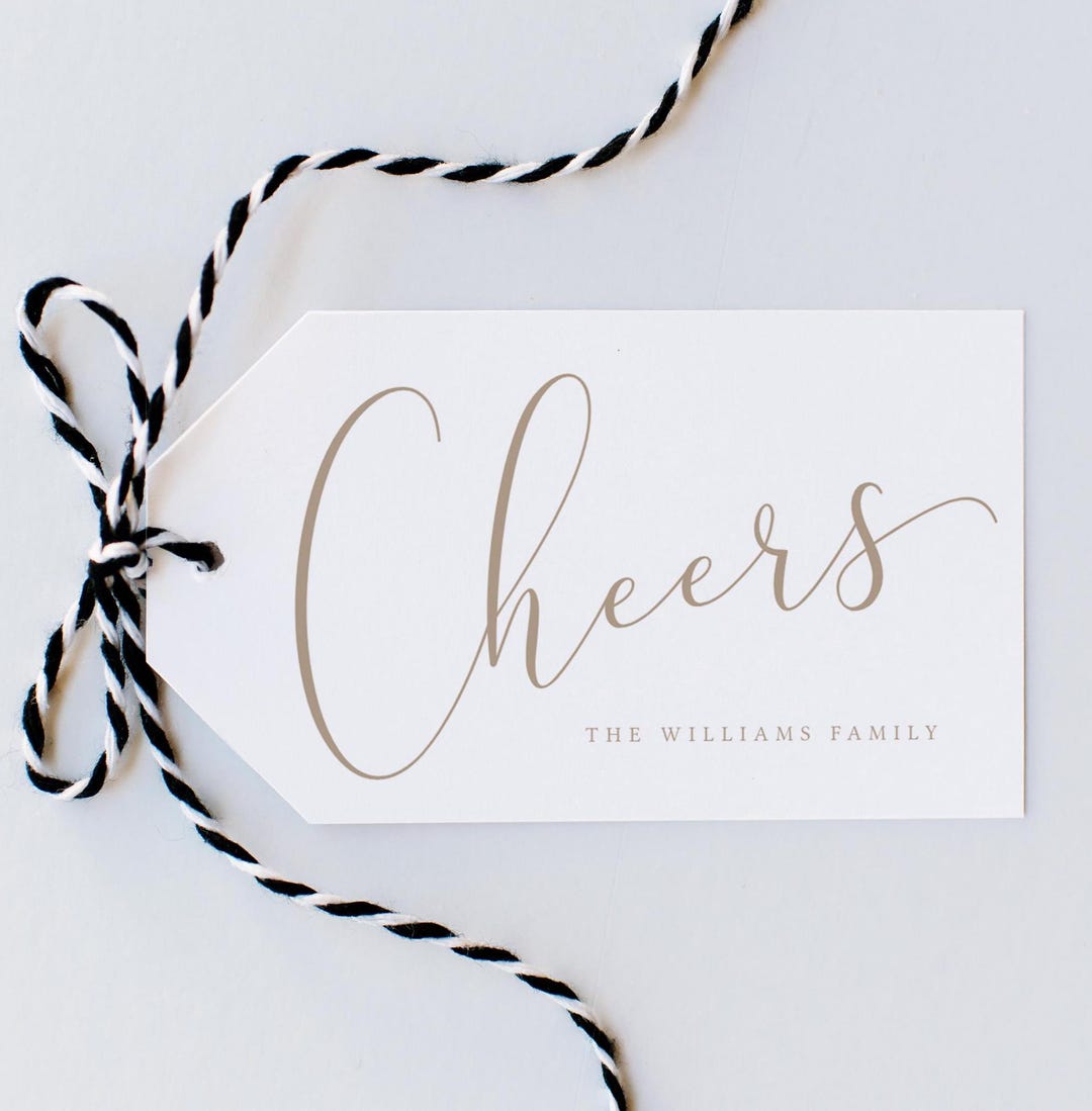 Cheers Gift Tag, Holiday Tag, Printable Cheer Label, Holiday Gift Tag ...
