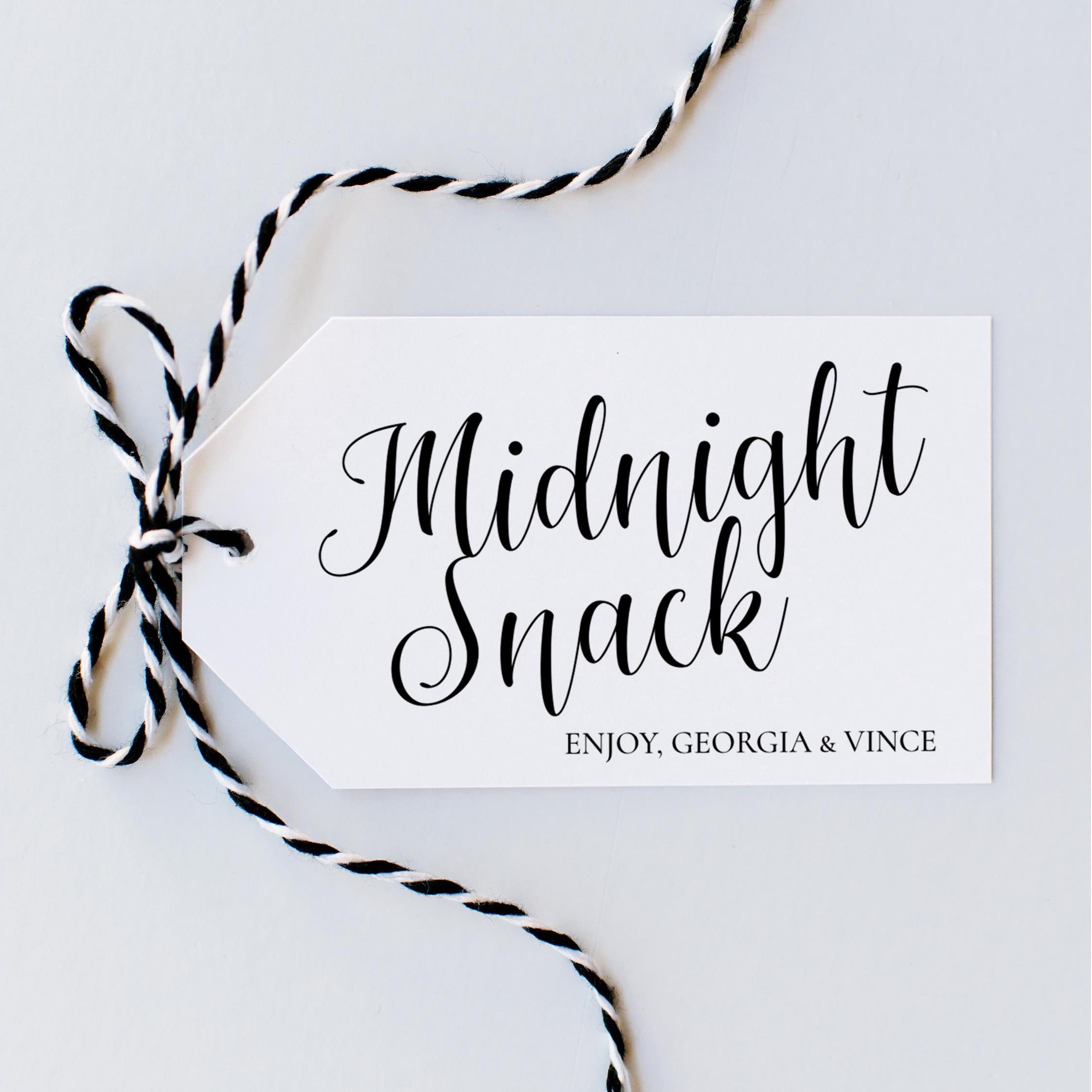 Printable Midnight Snack Tag, DIY Treat Tag Template, Sweet Favor Tag ...