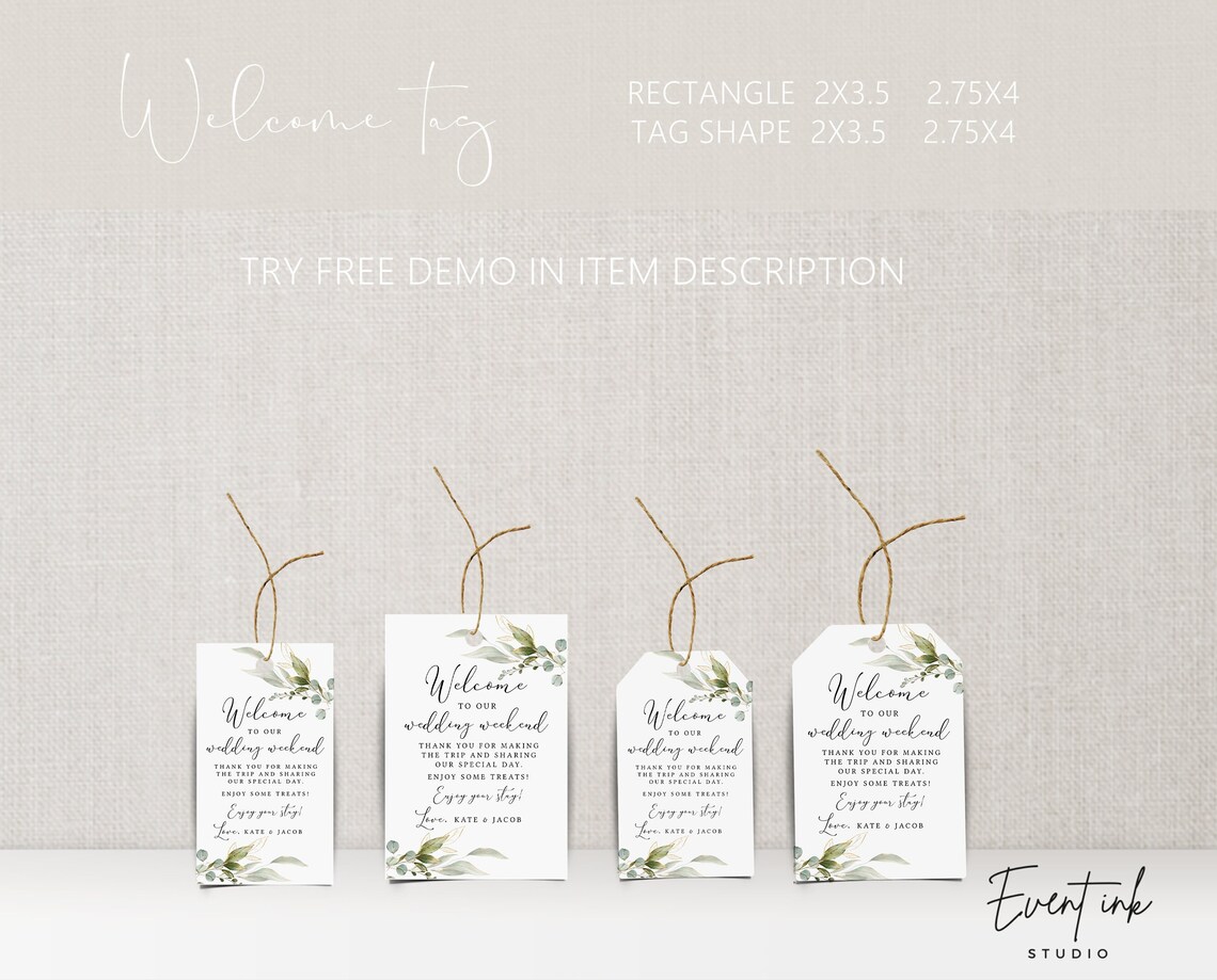 Welcome Wedding Weekend Tag DIY Welcome Bag Tag Printable Welcome Tag ...
