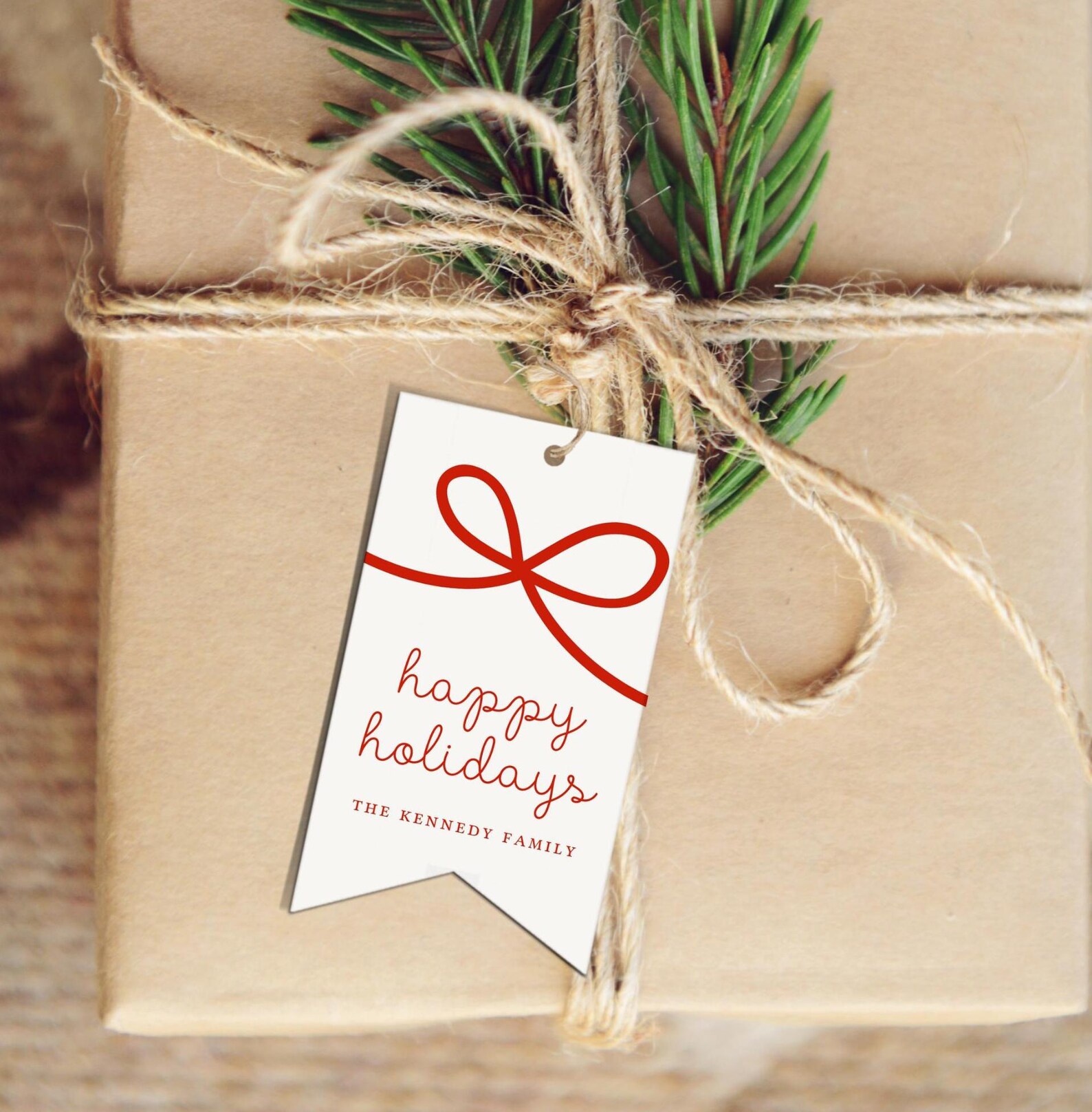 Bow Holiday Tag Happy Holidays Christmas Gift Tags Happy Holidays Tag ...