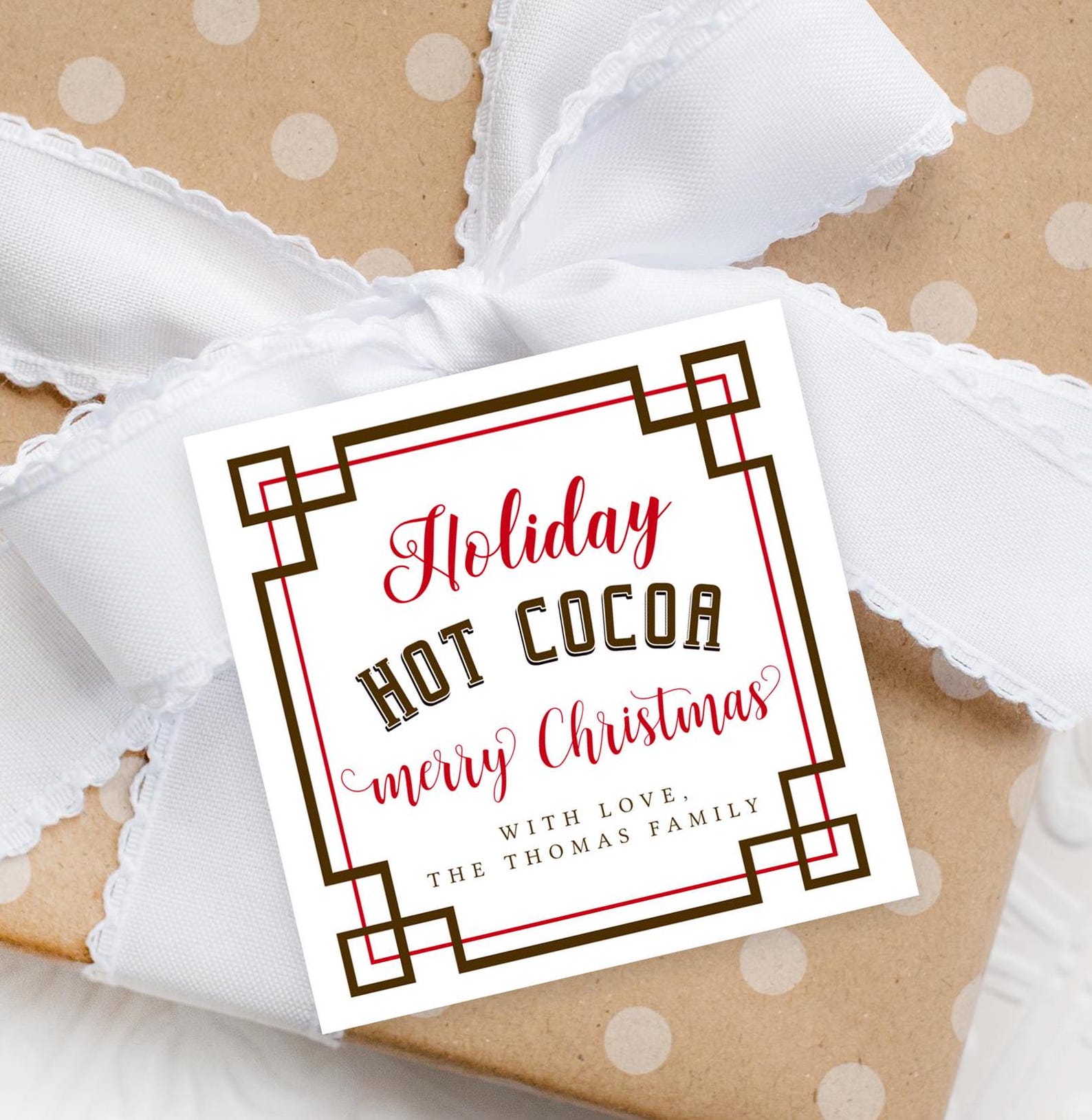 Hot Cocoa Tag, Holiday Tag Printable, Christmas Tag Holiday, Favor Tag ...
