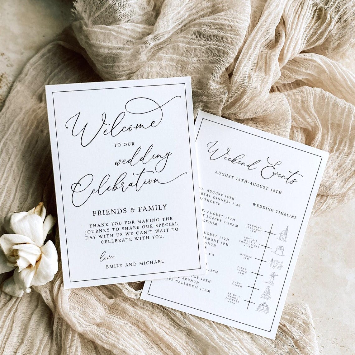 Wedding Welcome Card Template DIY Wedding Weekend Timeline Card Weekend ...