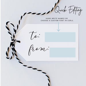 To/from Gift Tags Christmas Gift Tags DIY Holiday Tag Printable ...