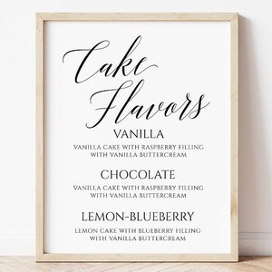 Editable Wedding Cake Menu Template Cake Flavors Sign Printable Dessert ...