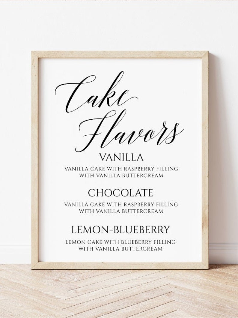 Editable Wedding Cake Menu Template Cake Flavors Sign Printable Dessert ...