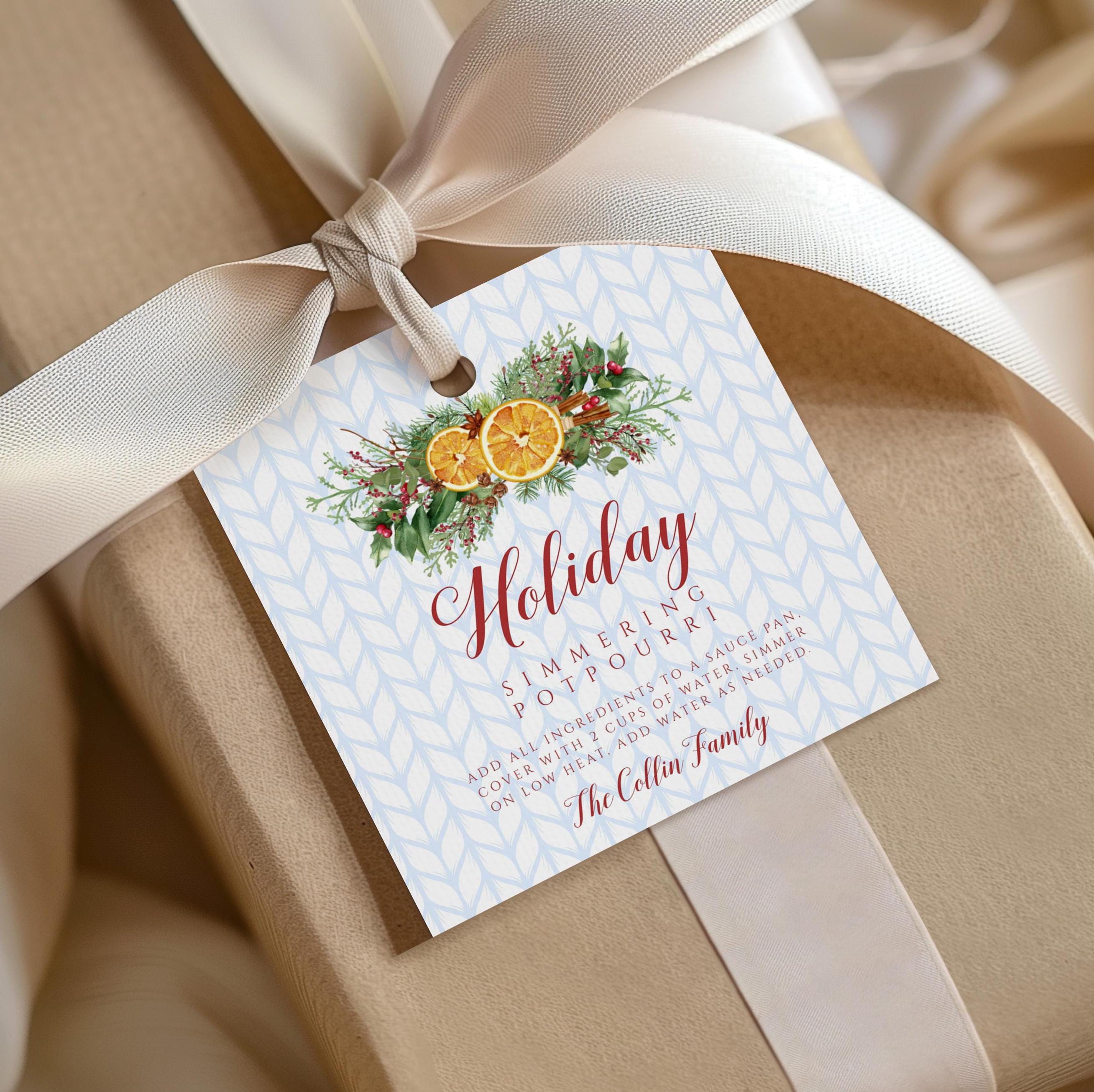 Holiday Simmering Potpourri Tag Simmer Potpourri Printable Tag Editable ...