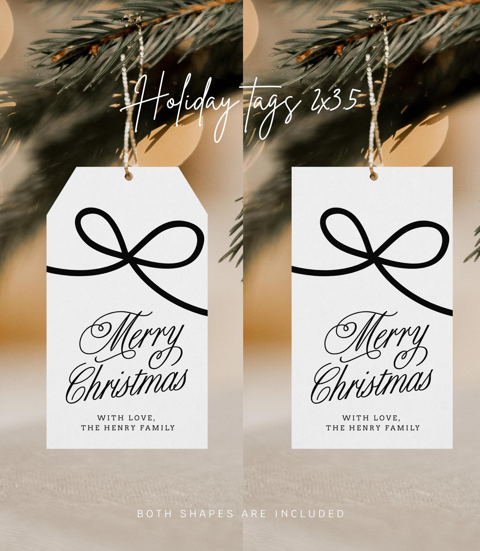 Bow Christmas Gift Tags Bow Holiday Tag Printable Bow Christmas Tag ...