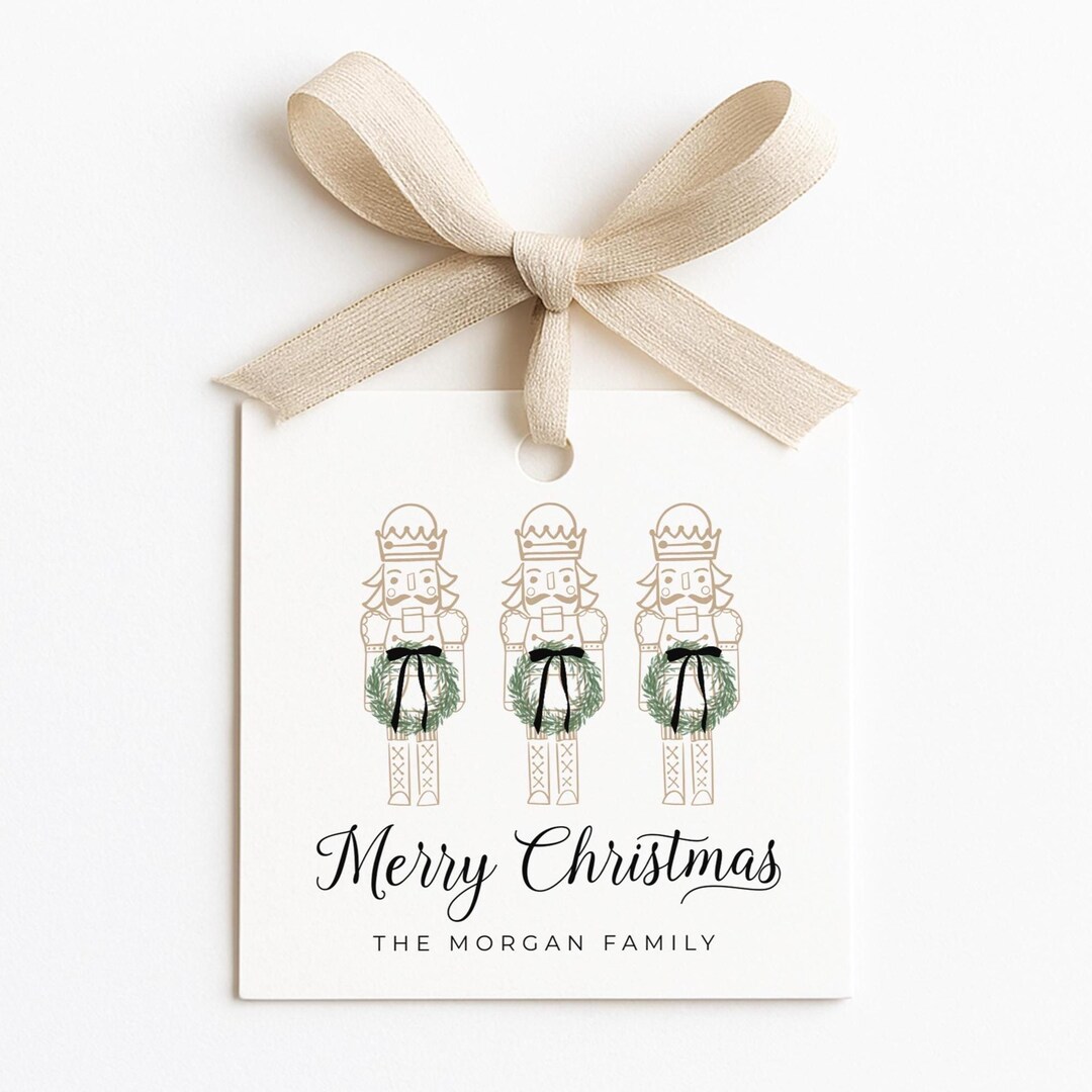 Nutcracker Christmas Gift Tag Template – Printable Holiday Favor Tag ...
