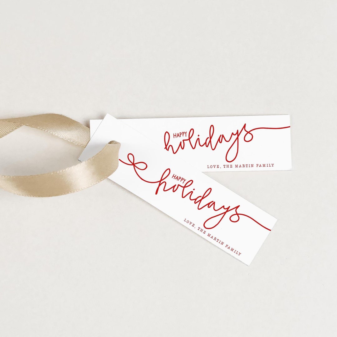 Bow Christmas Gift Tags Bow Happy Holidays Tag Printable Bow Christmas ...