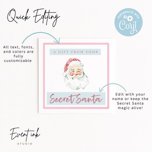Secret Santa Gift Tag, Merry Christmas Tags, Printable Secret Santa ...