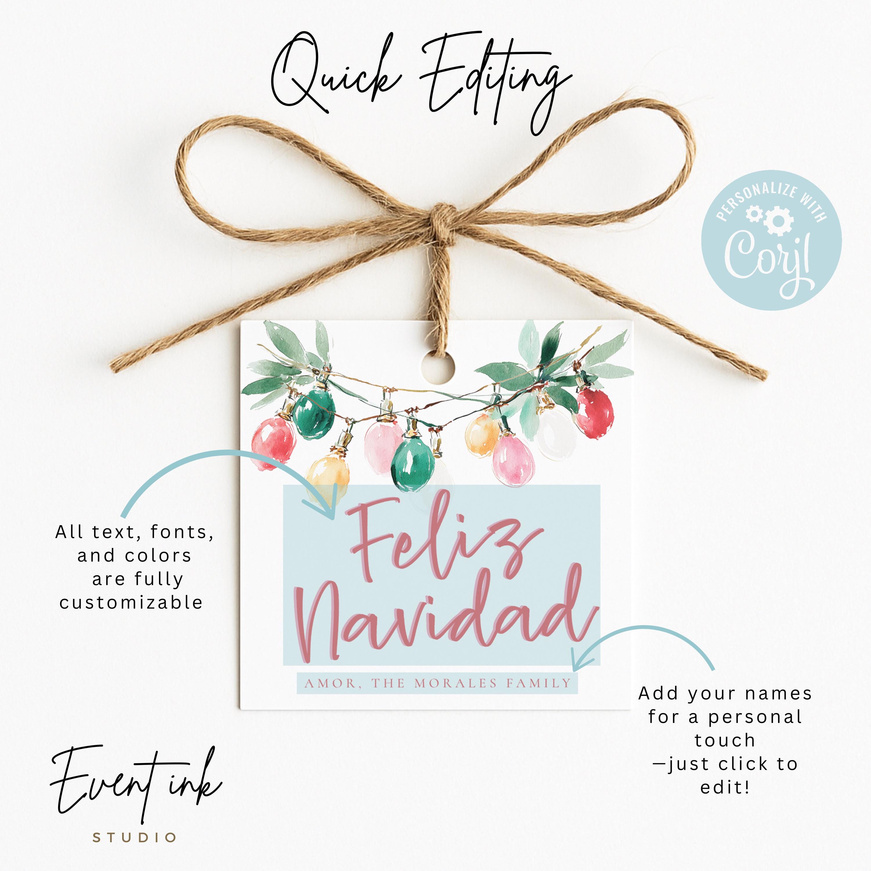 Feliz Navidad Gift Tag, Holiday Tag, Printable Christmas Tag, Holiday ...