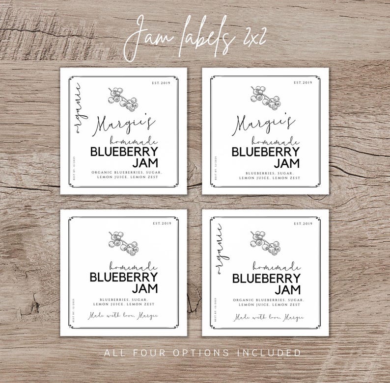 Modern Jam Label, Homemade Tag, Jam Canning Label , Blueberry Jam Label ...