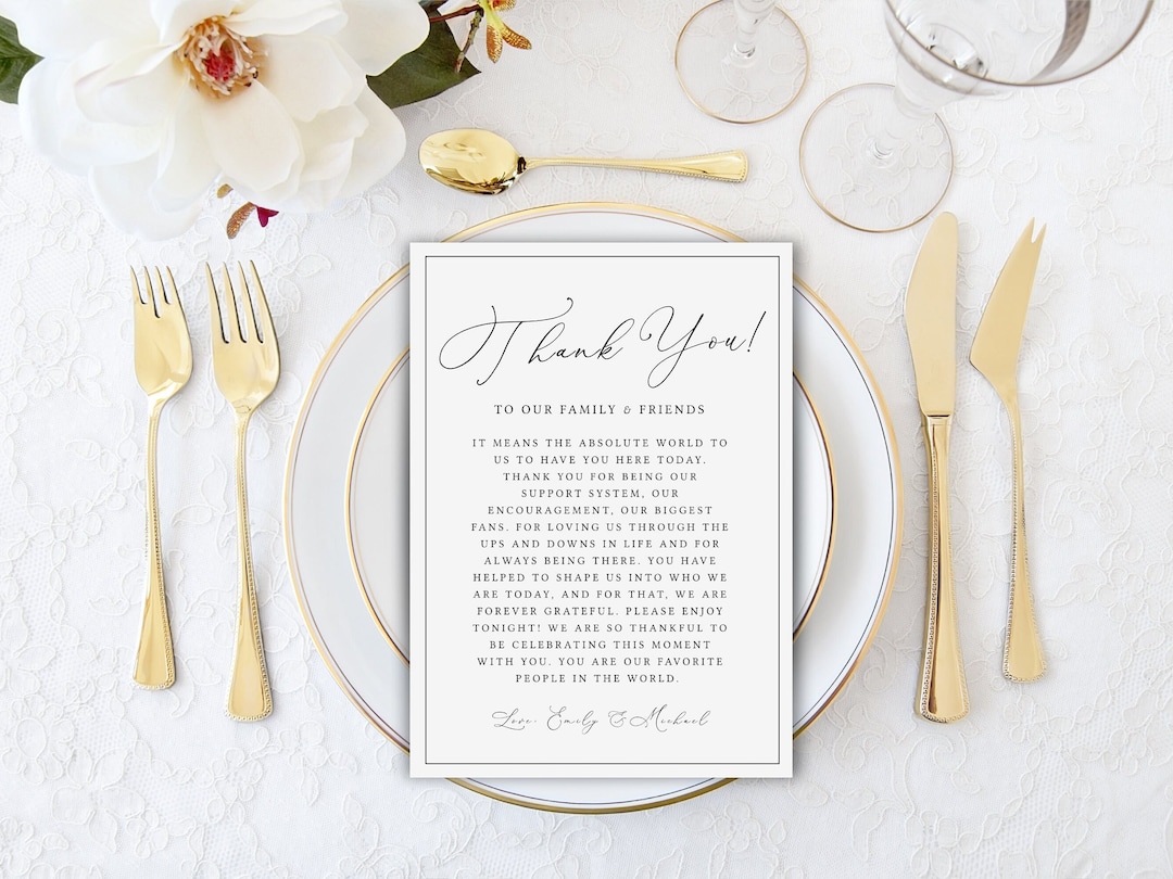 Wedding Thank You Note Printable Thank You Card Template, Instant ...