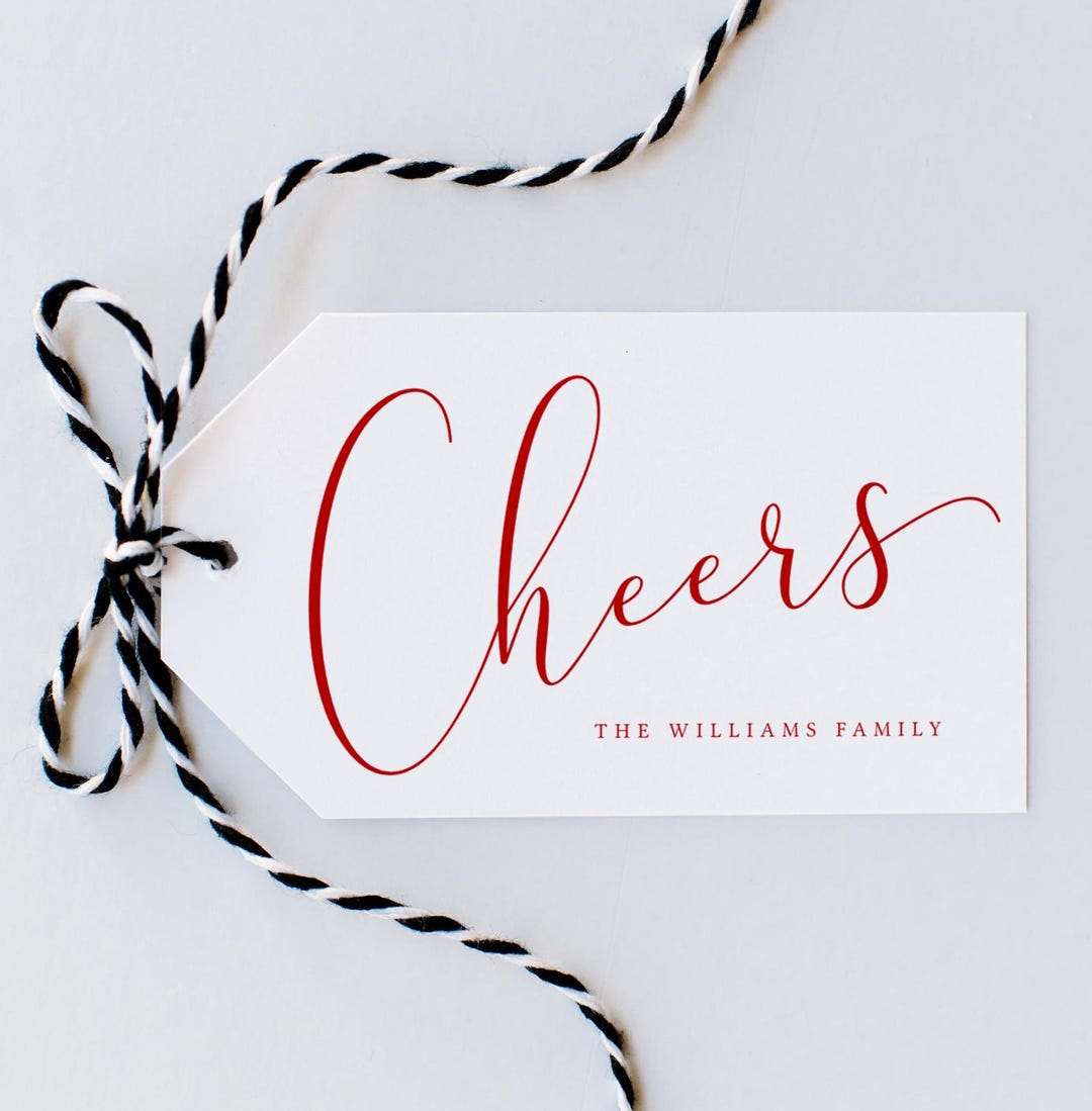 Cheers Gift Tag, Holiday Tag, Printable Cheer Label, Holiday Gift Tag ...