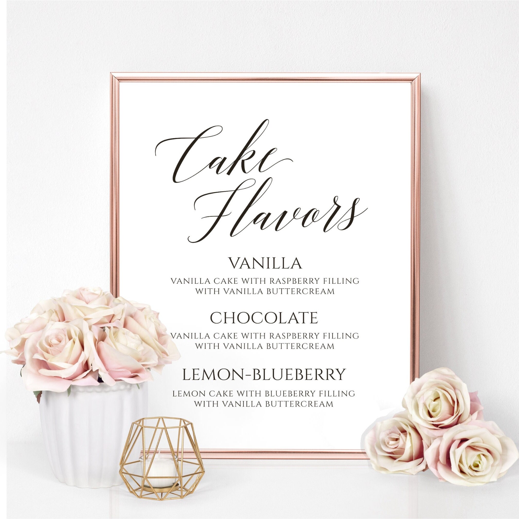 Editable Wedding Cake Menu Template Cake Flavors Sign Printable Dessert ...