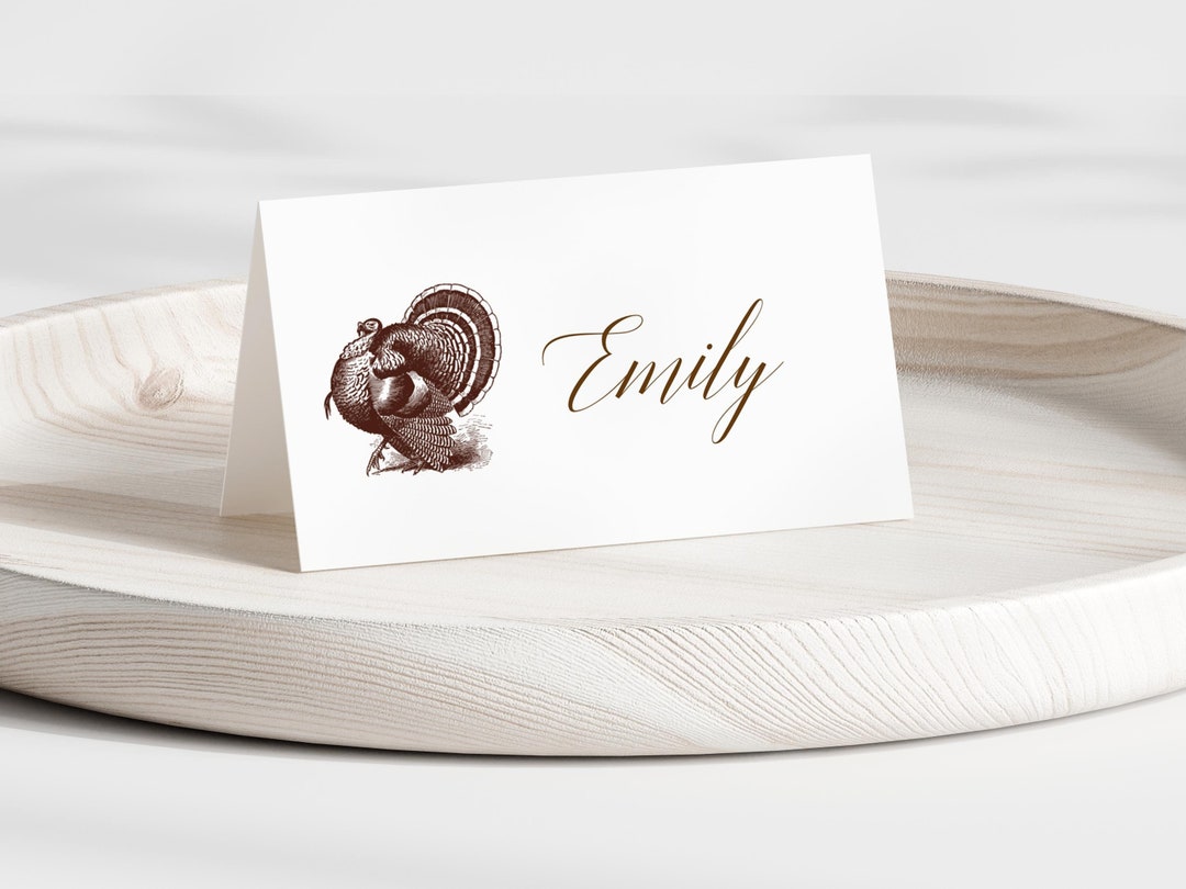 Thanksgiving Name Cards Folded Name Cards Turkey Name Cards DIY Name ...