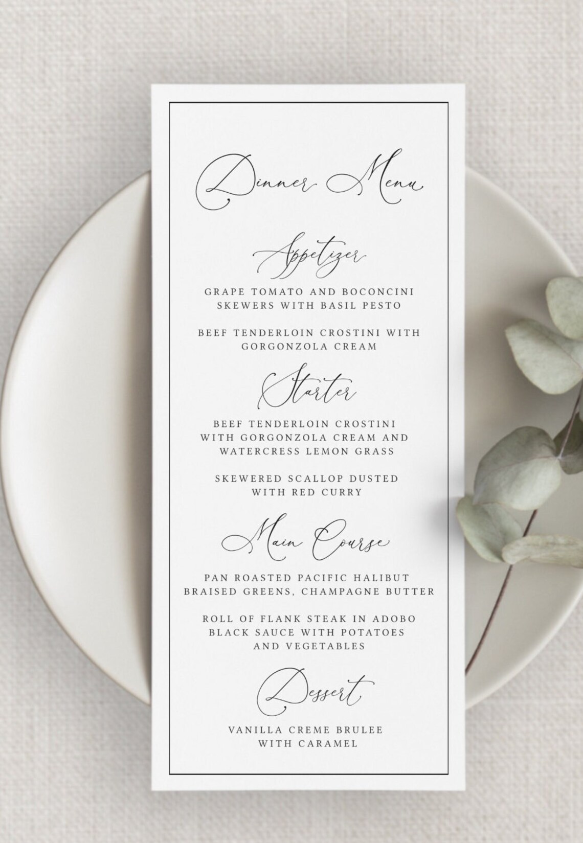 Wedding Menu Template Download Wedding Menu Printable Wedding Menu ...