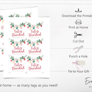 Feliz Navidad Gift Tag, Holiday Tag, Printable Christmas Tag, Holiday ...