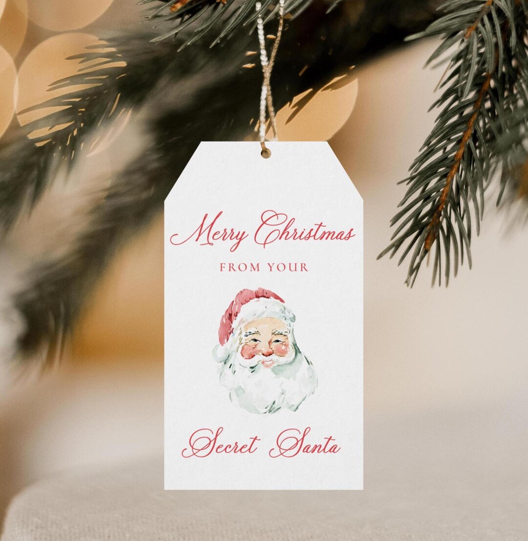 Secret Santa Gift Tag, Merry Christmas Tags, Printable Secret Santa ...