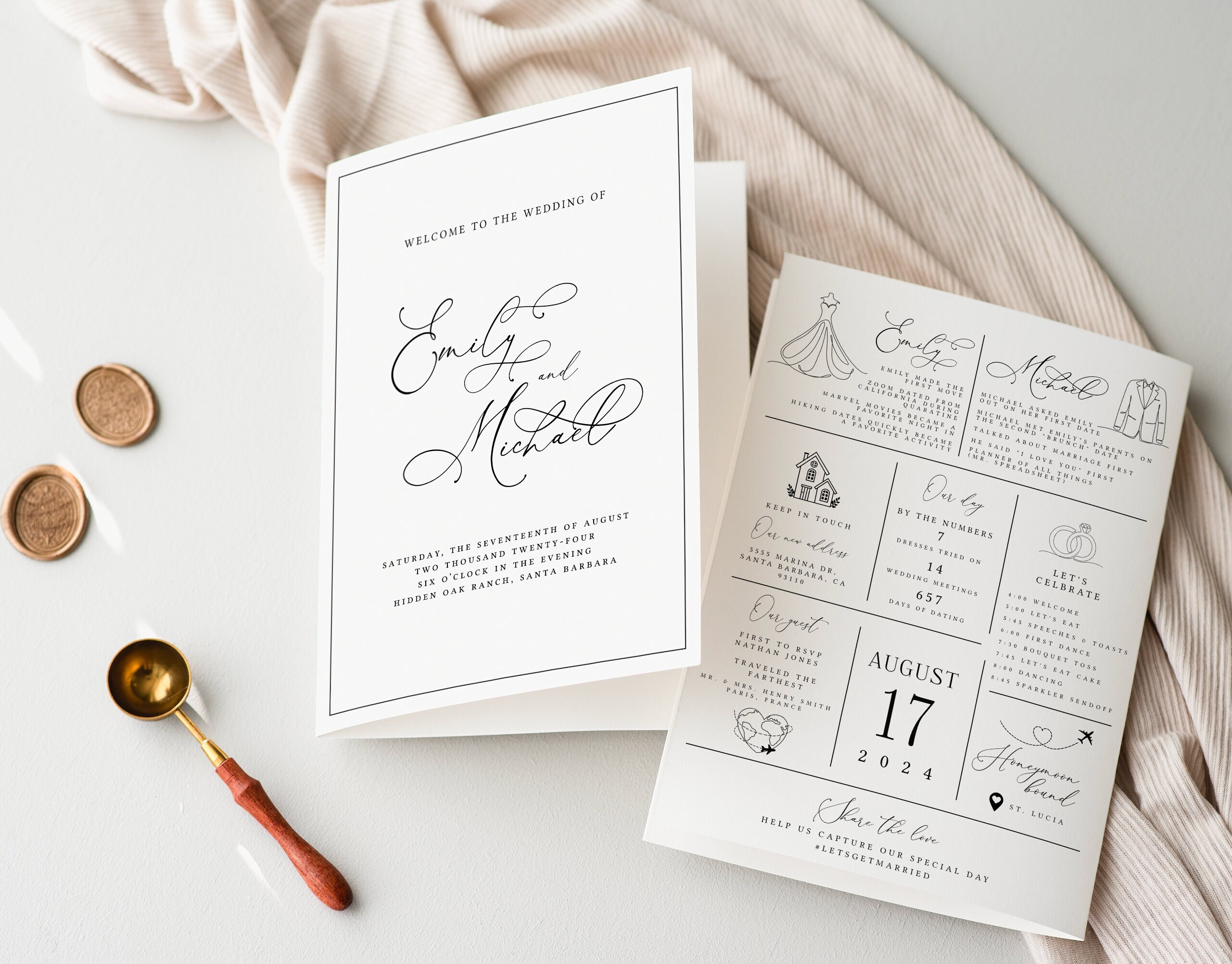 Wedding Folded Program Template Wedding Program Printable Wedding ...